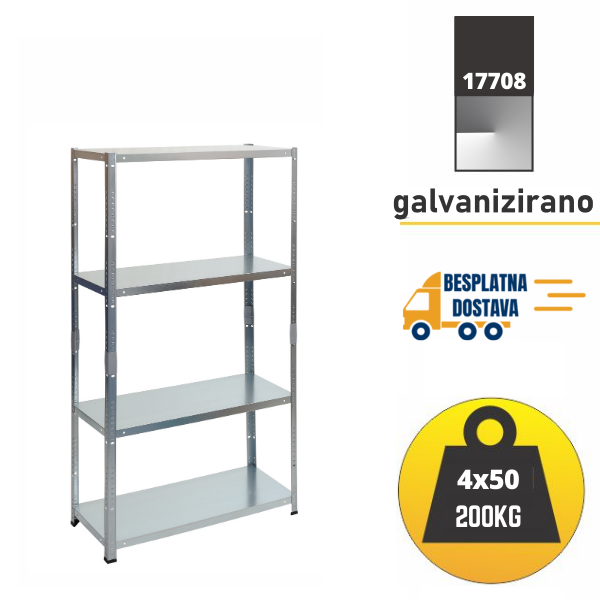 Metalna polica 150x75x30cm 4x50 kg - Metalne police