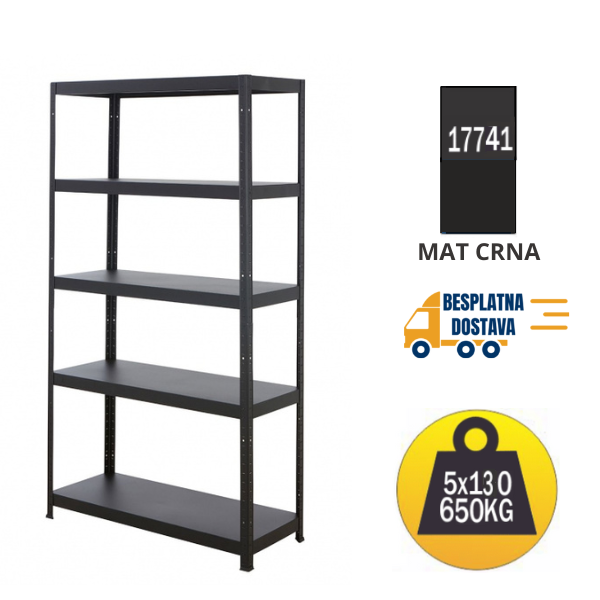 Polica metal-metal 180x90x40cm 5x130 kg - Metalne police